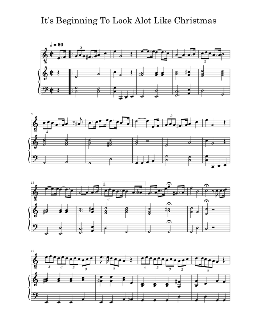 It's Beginning To Look Alot Like Christmas Sheet Music for Piano ...