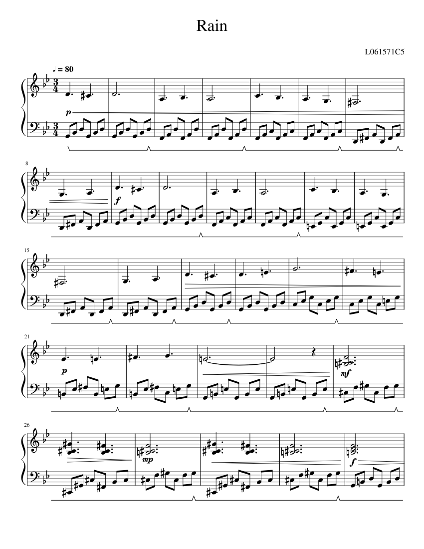 Rain Sheet music for Piano (Solo) Easy | Musescore.com