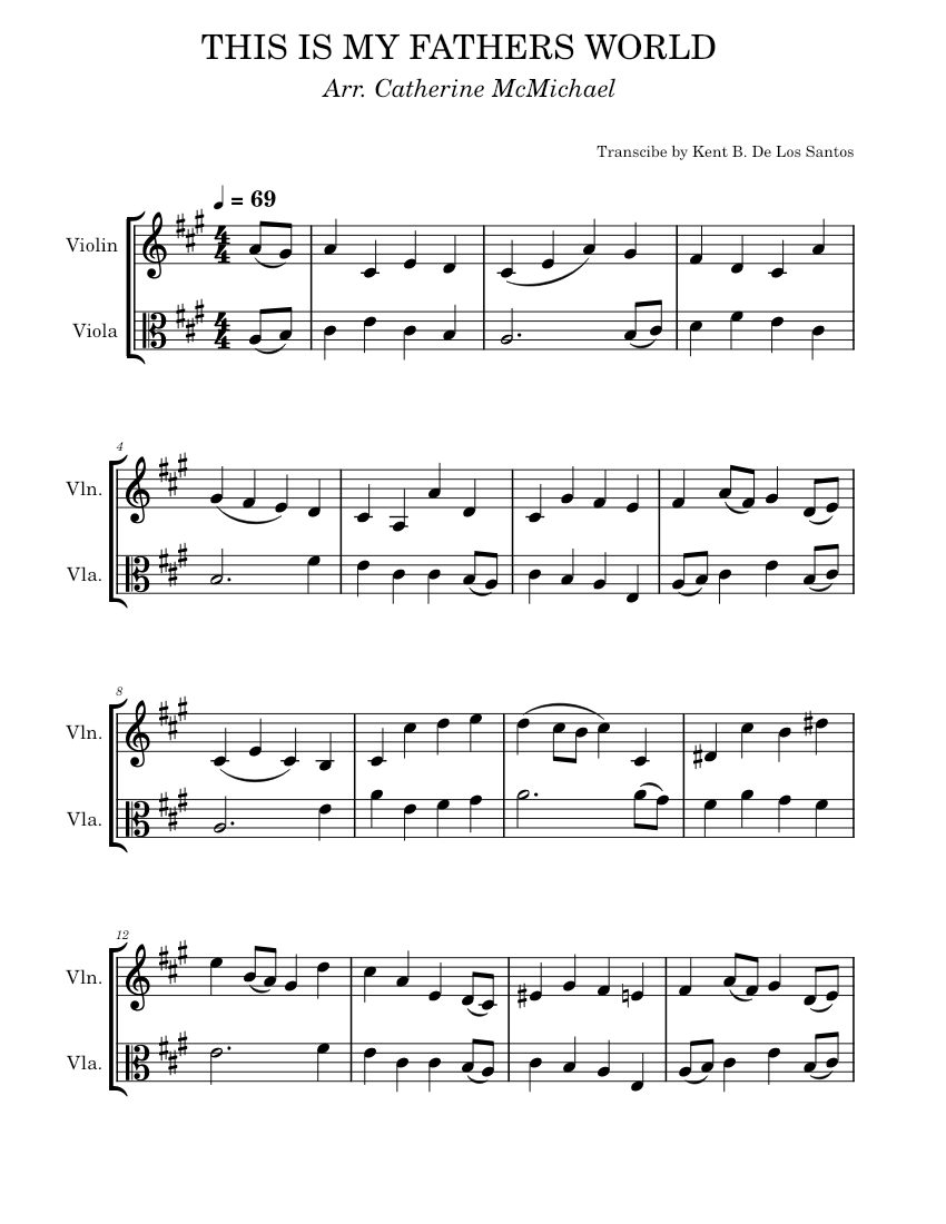 THIS IS MY FATHERS WOLRD viola and violin Sheet music for Violin, Viola ...