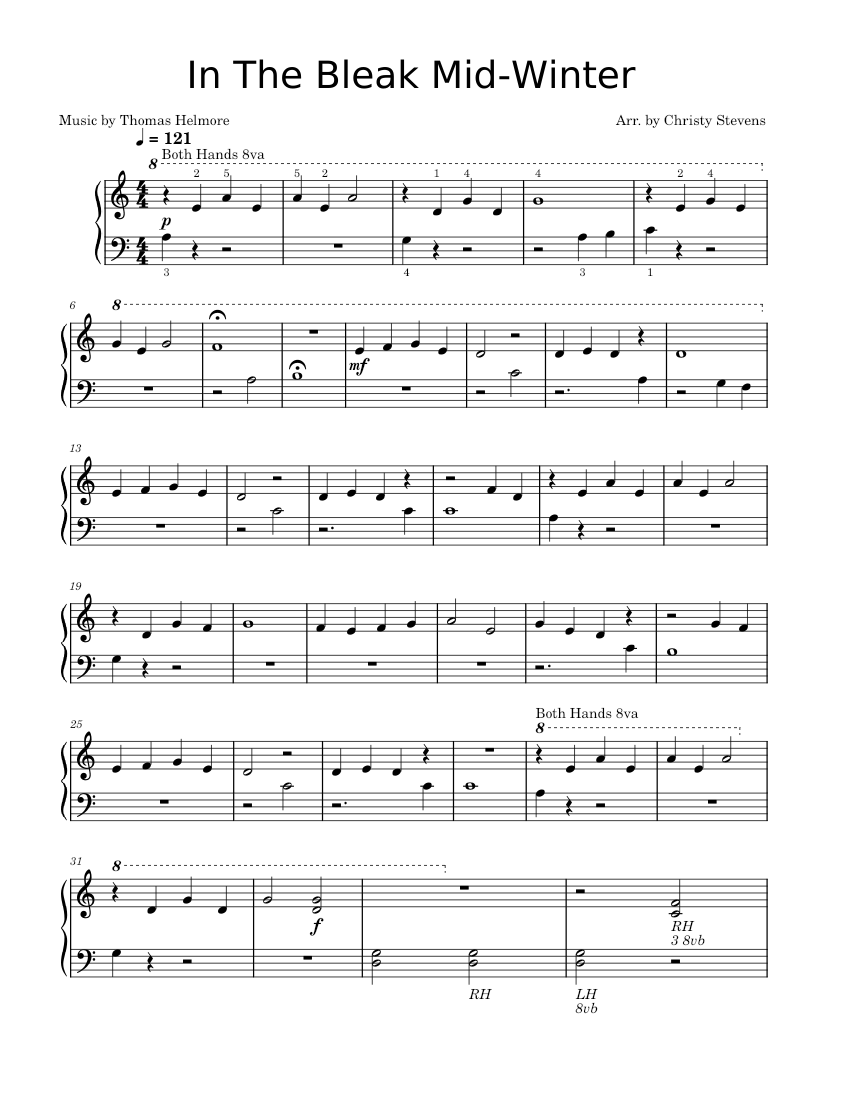In The Bleak Mid-Winter Sheet Music for Piano (Solo) Easy | MuseScore.com