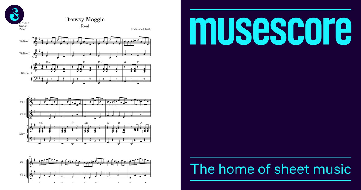 Drowsy Maggie reel Sheet music for Piano, Violin (Mixed Trio ...