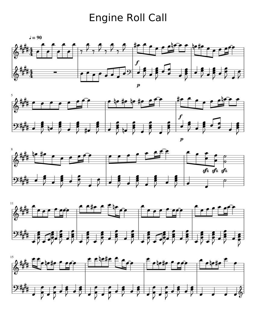 Engine Roll Call Sheet Music for Piano (Solo) | MuseScore.com