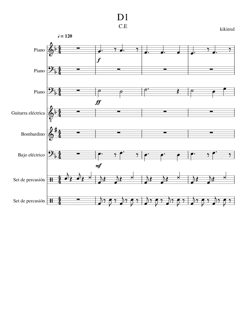 D1 Sheet music for Piano, Euphonium, Guitar, Bass guitar & more ...