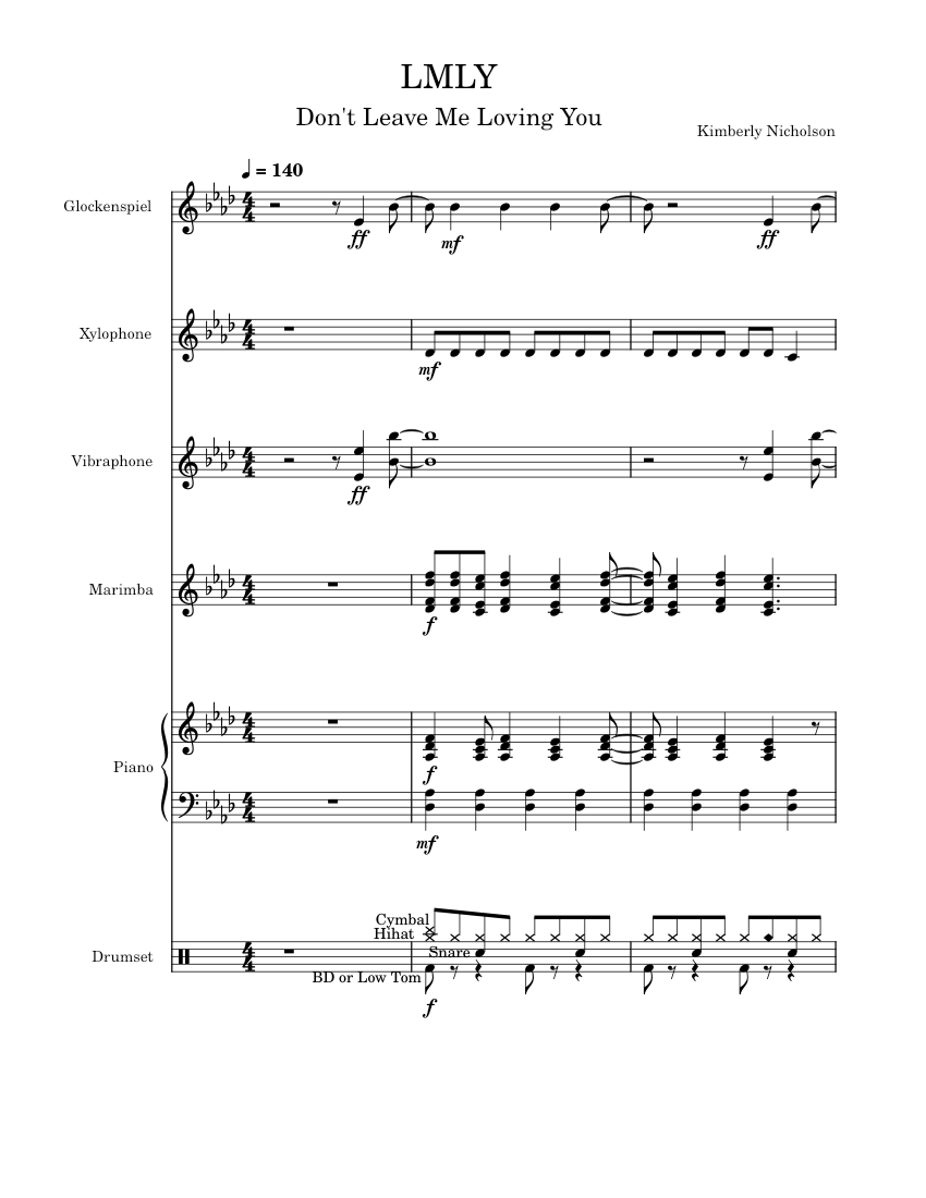 LMLY – Jackson Wang Sheet music for Piano, Vibraphone, Glockenspiel ...