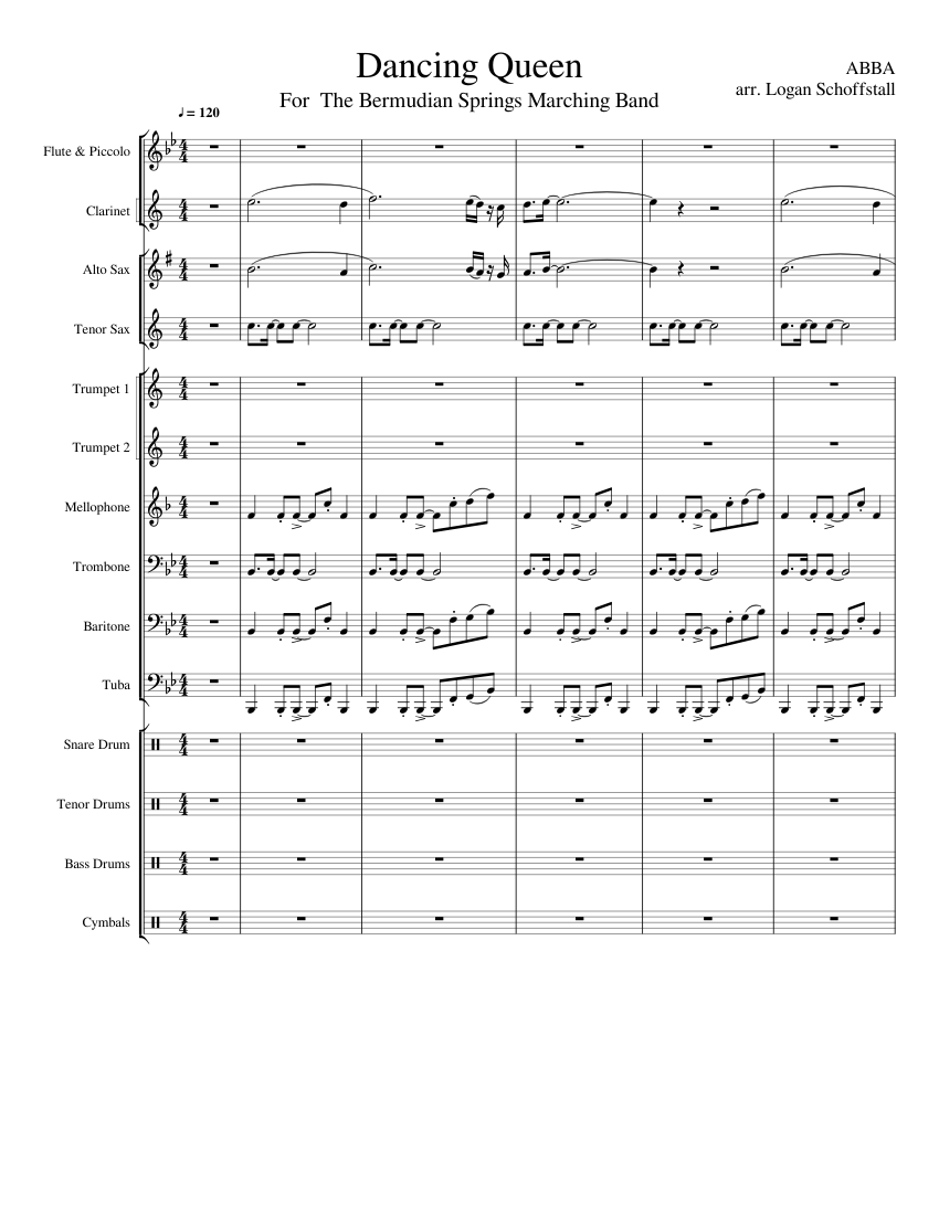 Dancing Queen Sheet music for Trombone, Tuba, Mellophone, Flute & more ...