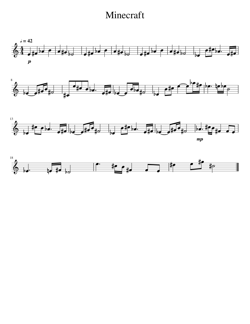 Minecraft_Slow_Theme solo trumpet Sheet Music for Trumpet in b-flat ...