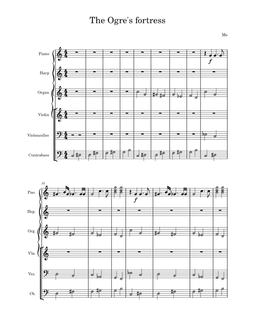 The Ogre's fortress Sheet music for Piano, Organ, Contrabass, Violin ...