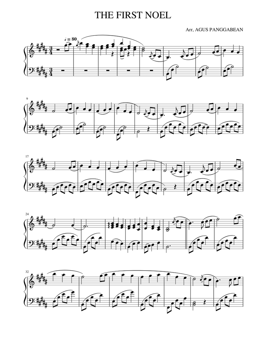 THE FIRST NOEL Sheet Music for Piano (Solo) Easy | MuseScore.com