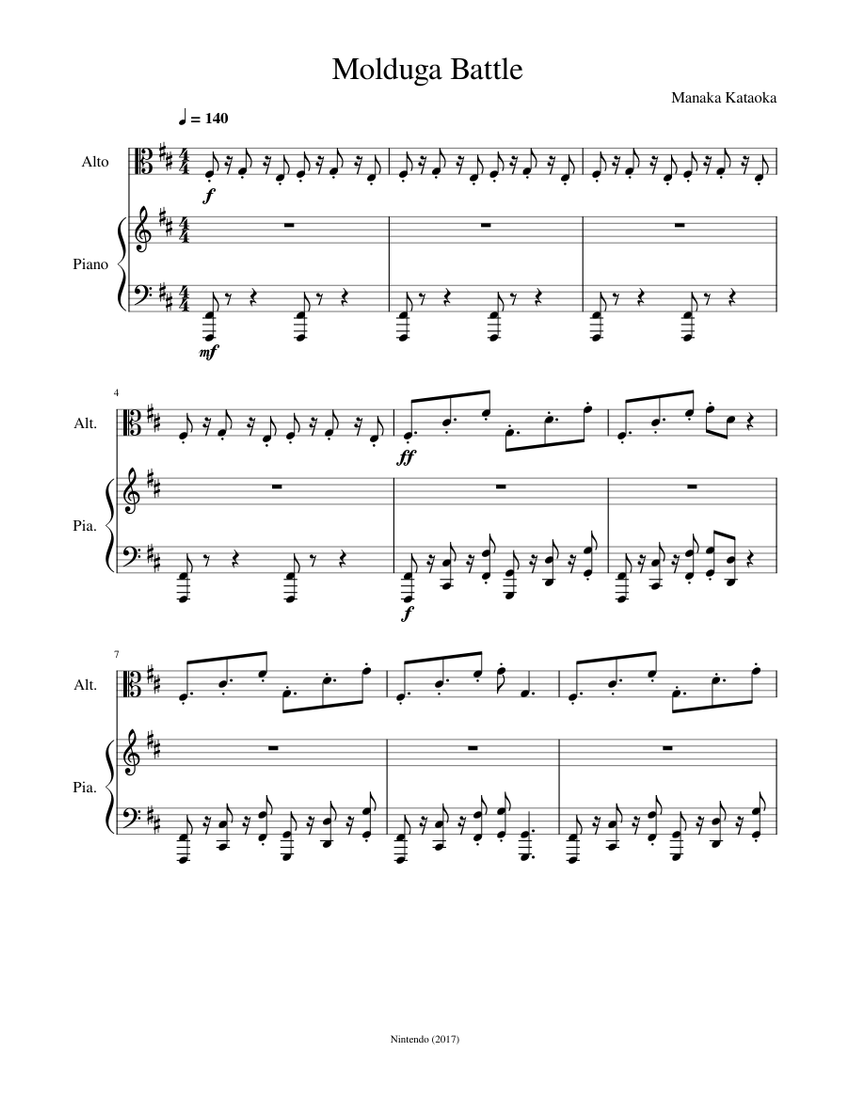 Breath of the Wild - Molduga Battle Sheet Music for Piano, Viola (Mixed ...