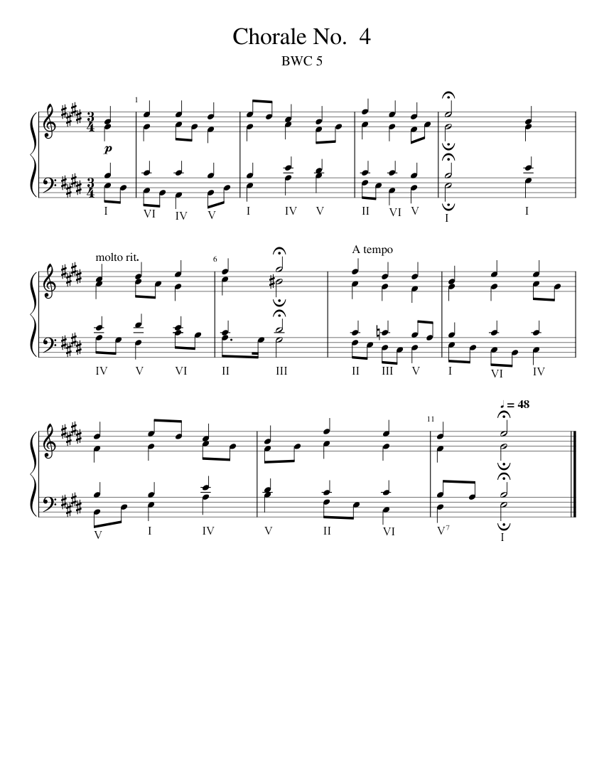 Chorale_No._4 Sheet music for Piano (Solo) Easy | Musescore.com