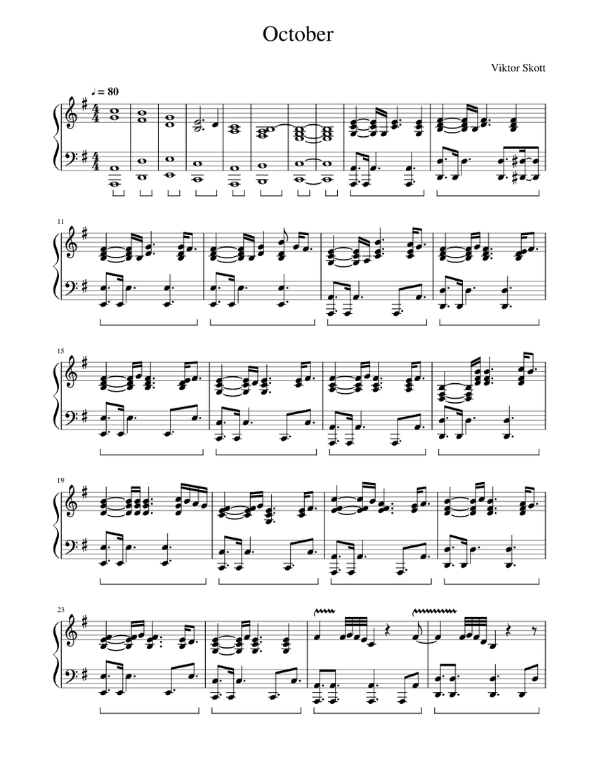 October Sheet music for Piano (Solo) | Musescore.com