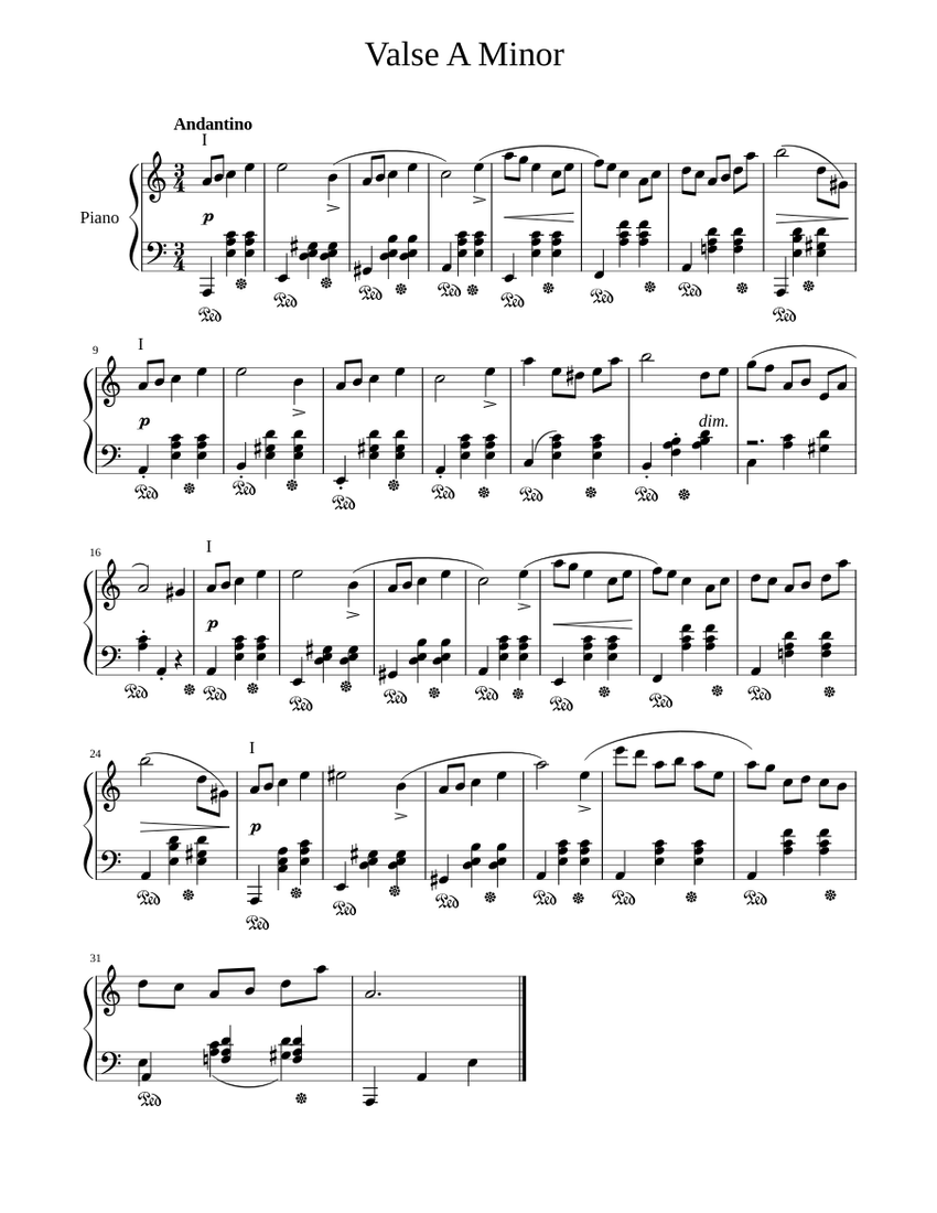 Valse Am Sheet music for Piano (Solo) Easy | Musescore.com
