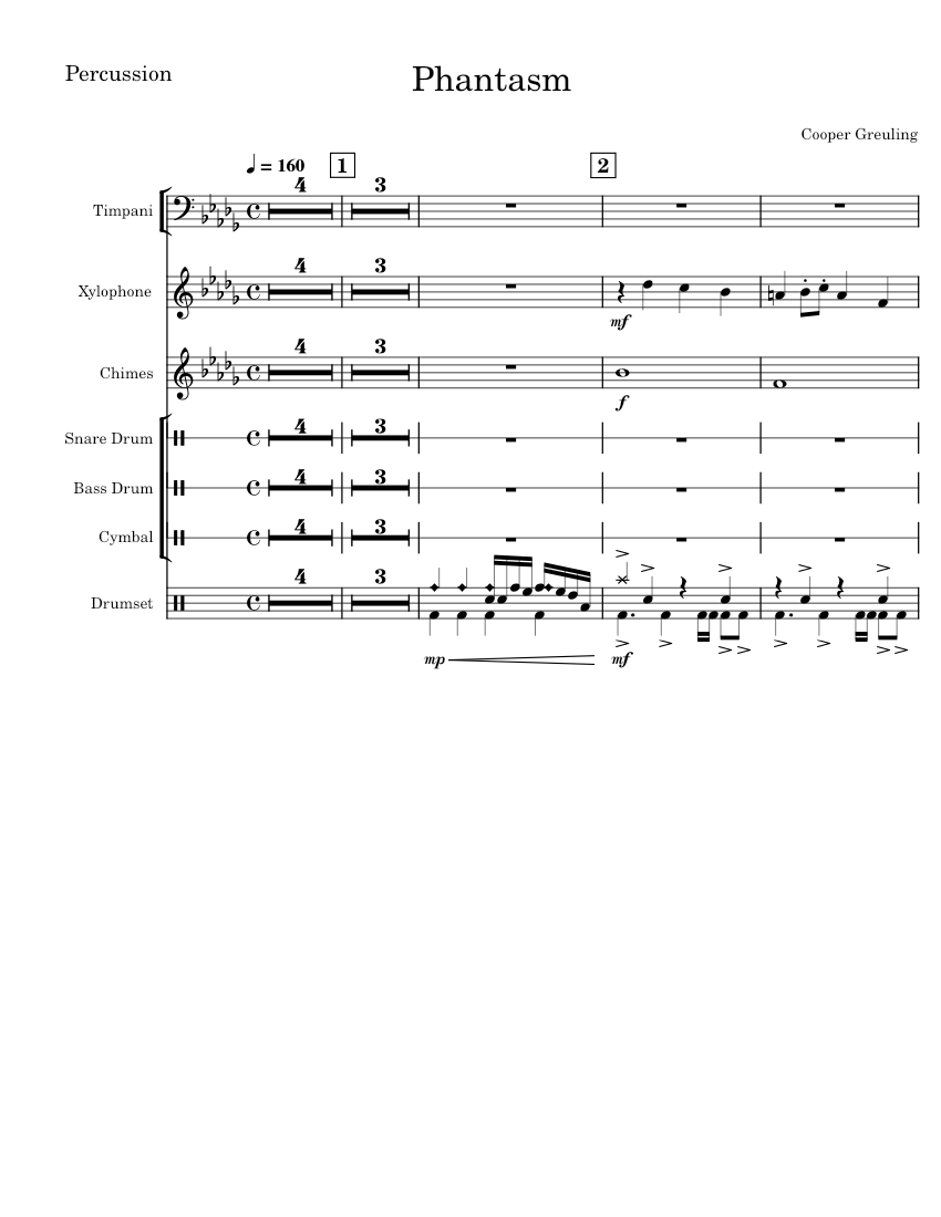 Phantasm-Percussion Sheet music for Timpani, Snare drum, Crash, Drum group & more instruments ...