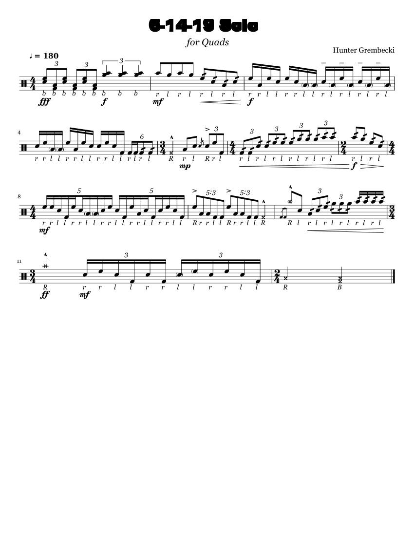 6-14-19 - Quad Solo Sheet music for Tenor drum (Solo) | Musescore.com