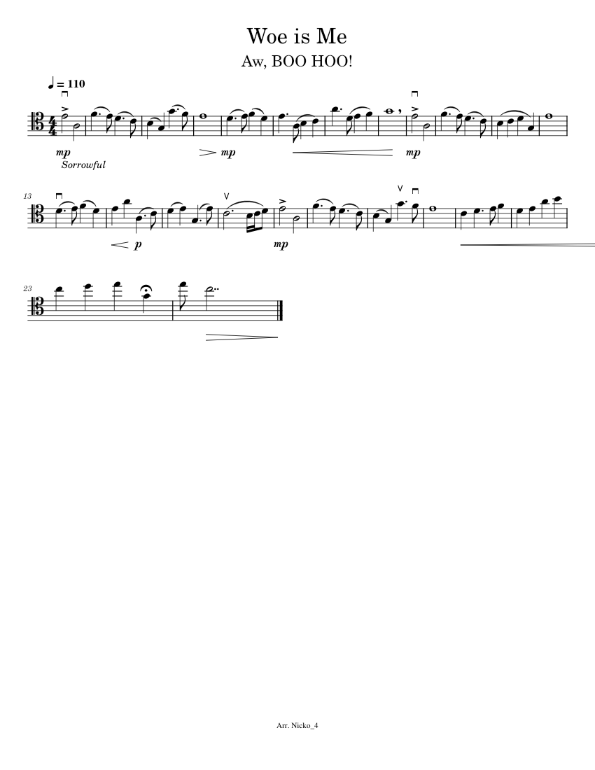 Woe is Me! Sheet Music for Cello (Solo) | MuseScore.com