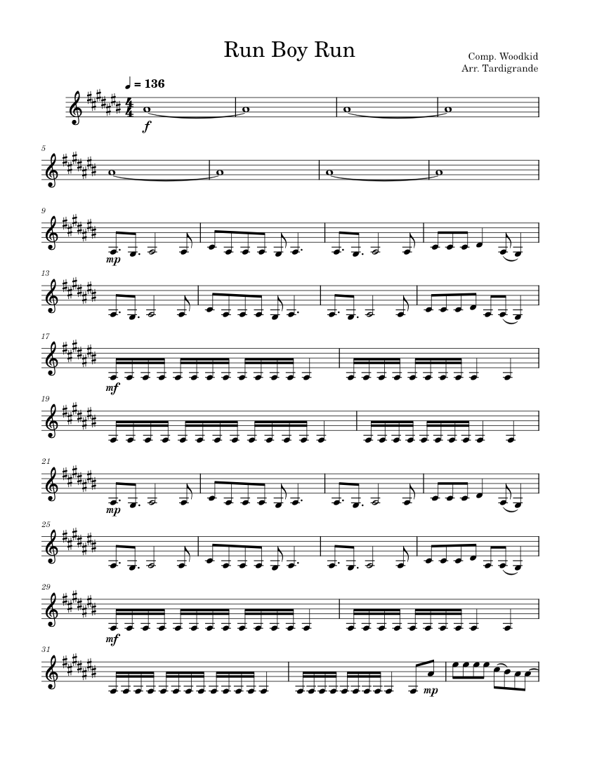 Run boy run – Woodkid run boy run by Woodkid - French Horn Solo Sheet ...