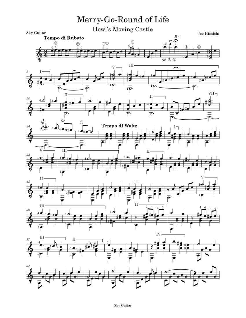 Merry-Go-Round of Life Sheet music for Guitar (Solo) | Musescore.com