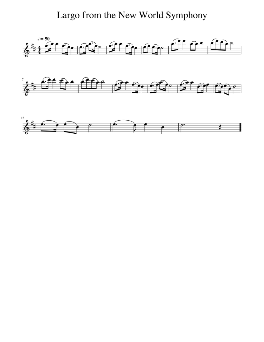 Largo from the New World Symphony Sheet Music for Piano (Solo) Easy ...