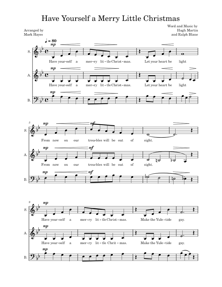 Have yourself a merry little christmas – Hugh Martin Sheet music for ...