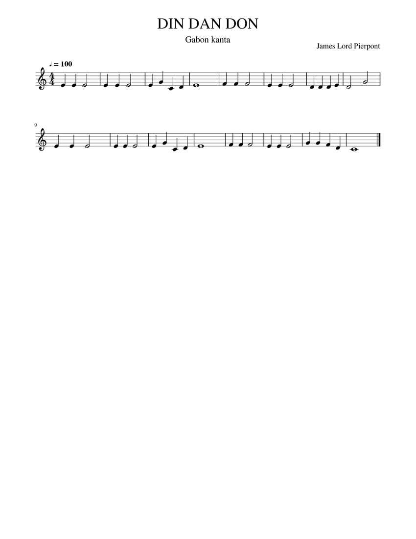 DIN DAN DON Sheet music for Piano (Solo) Easy | Musescore.com
