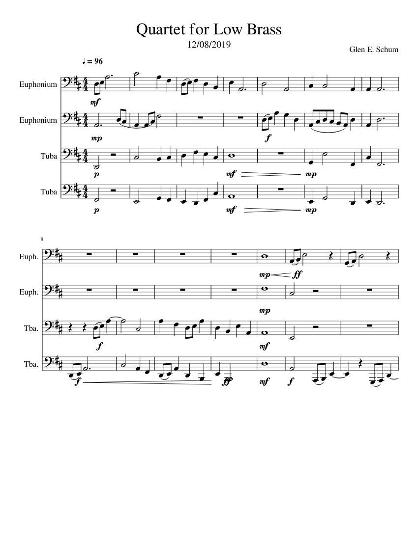 Quartet for Low Brass Sheet music for Euphonium, Tuba (Mixed Quartet ...