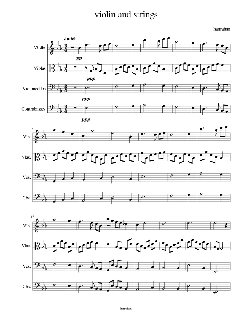 violin_and_strings Sheet music for Violin, Strings group (Mixed Quartet ...