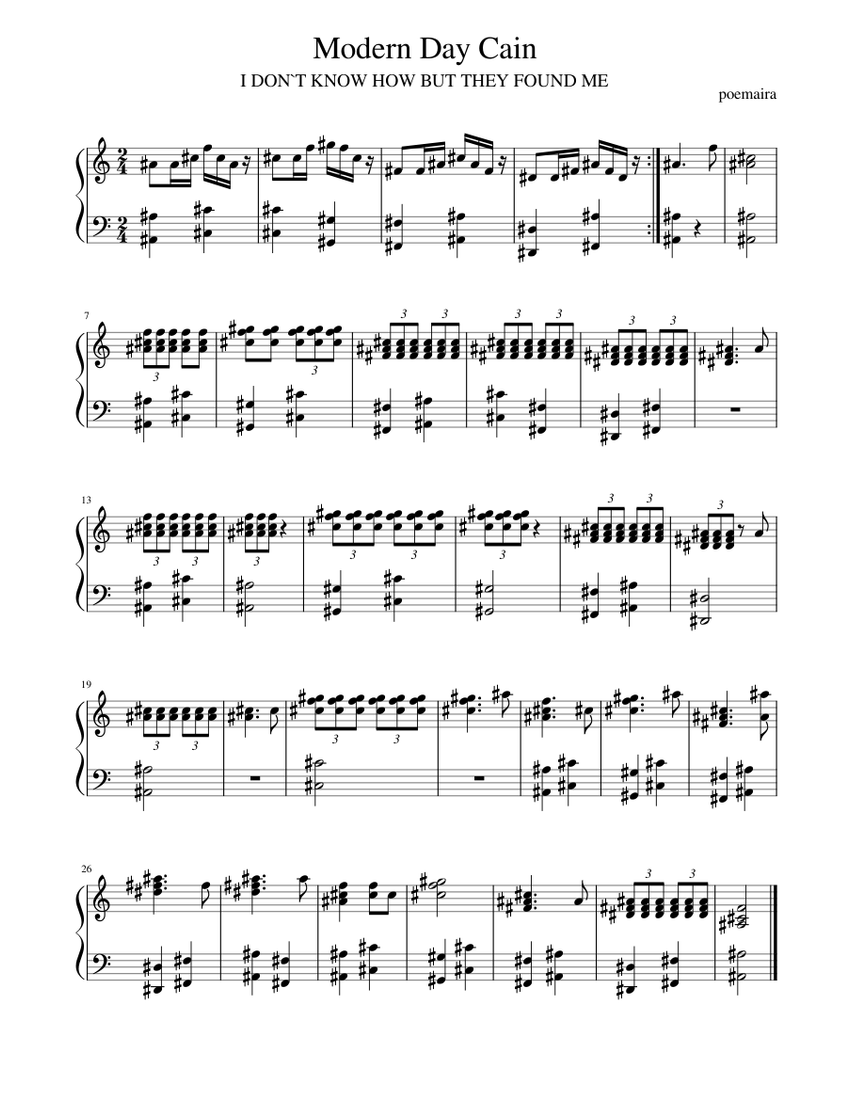 Modern Day Cain Sheet music for Piano (Solo) Easy | Musescore.com