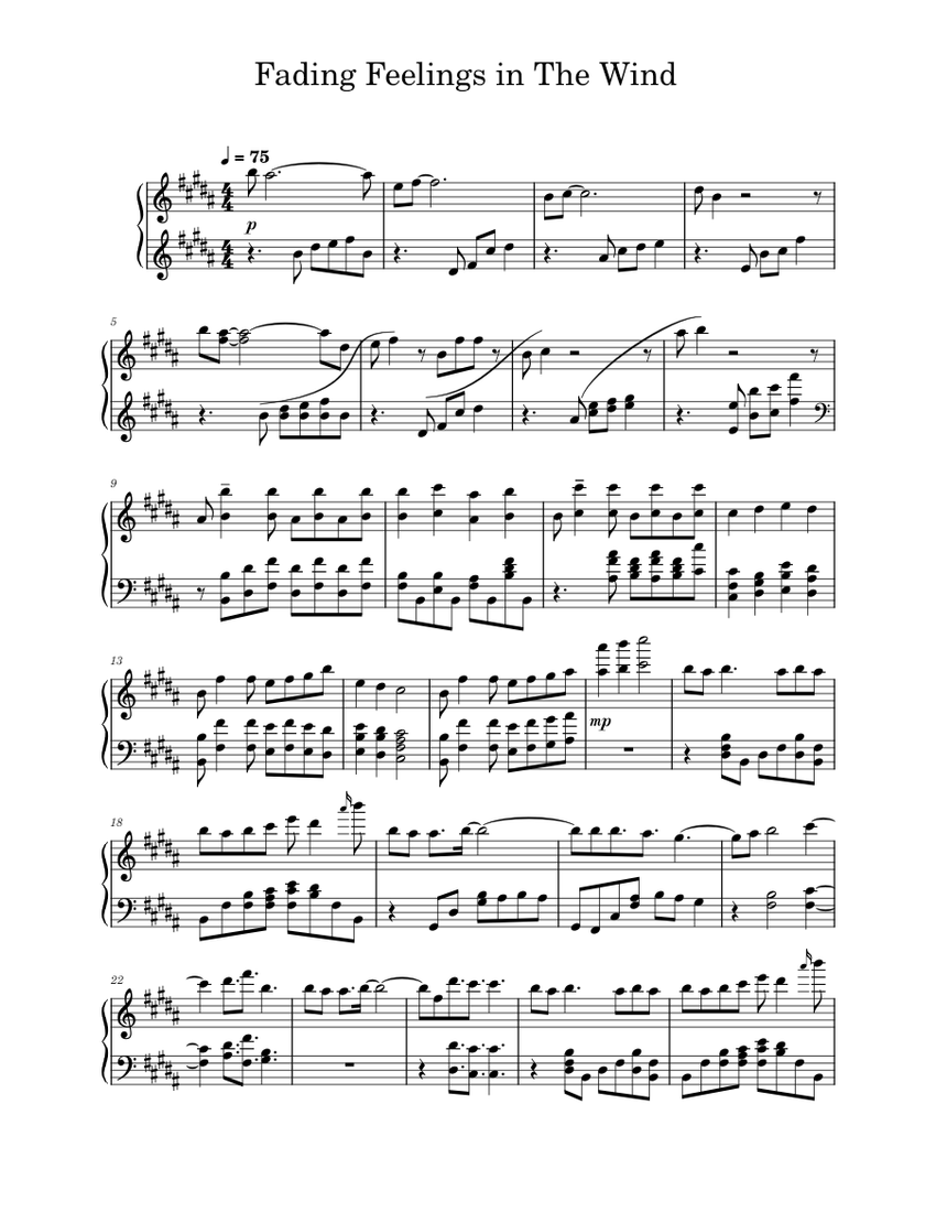 Fading Feelings in The Wind Sheet music for Piano (Solo) | Musescore.com