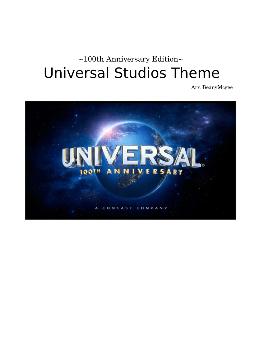 Universal Studios Theme! Sheet Music for Trombone, Alto, Tenor, Tuba ...