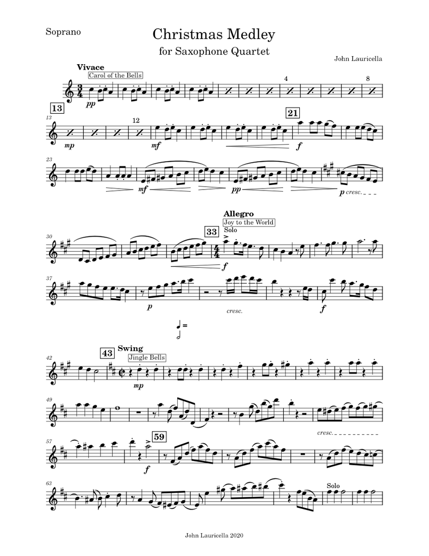 Christmas medley – Misc Mashups Christmas Medley 3 -Soprano Saxophone ...