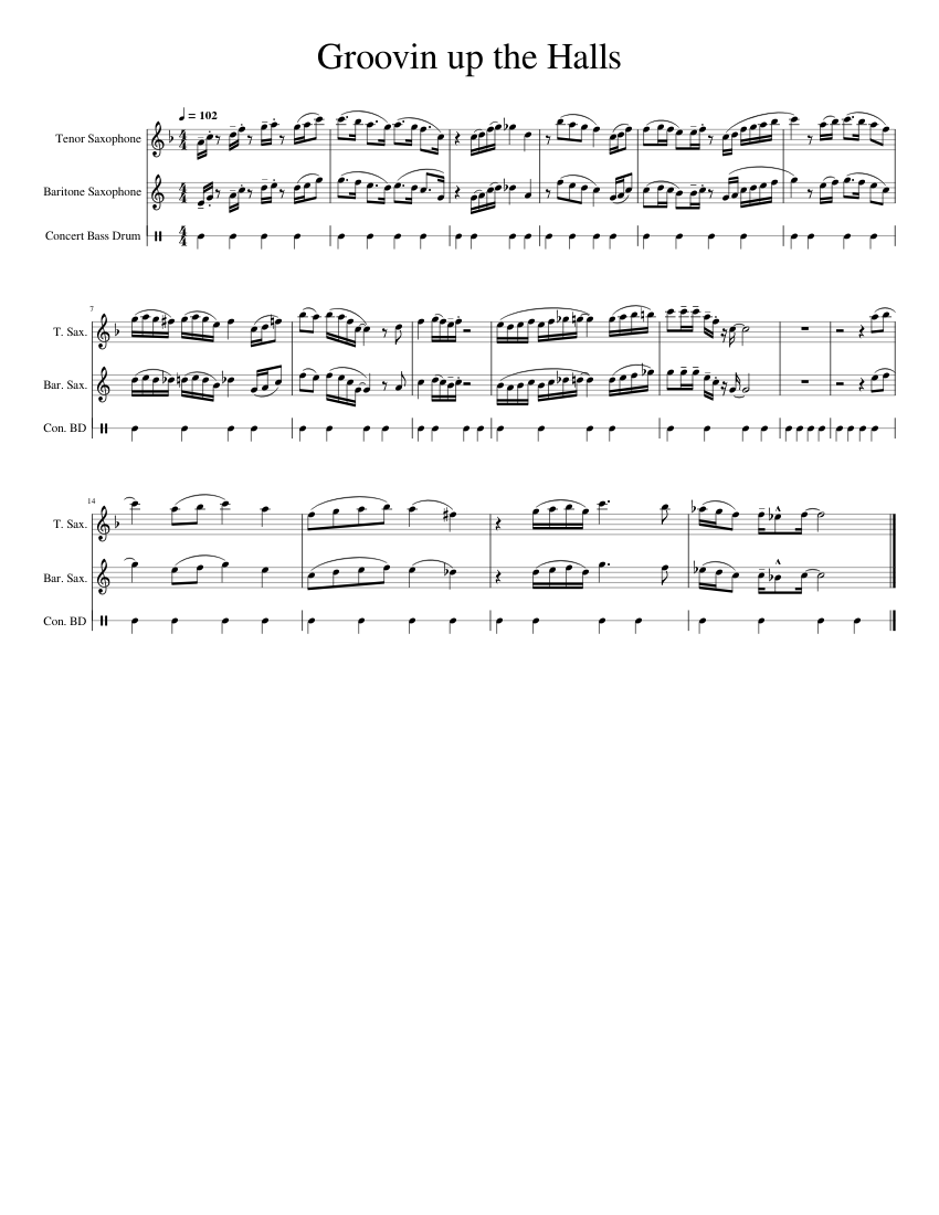 Groovin up the Halls Sheet music for Saxophone tenor, Saxophone ...