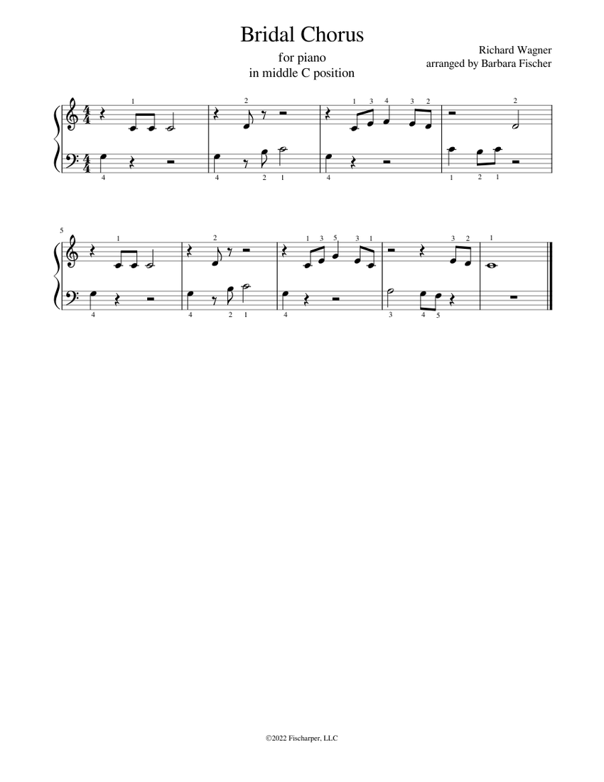 Bridal Chorus – Richard Wagner Bridal Chorus - piano middle C Sheet ...
