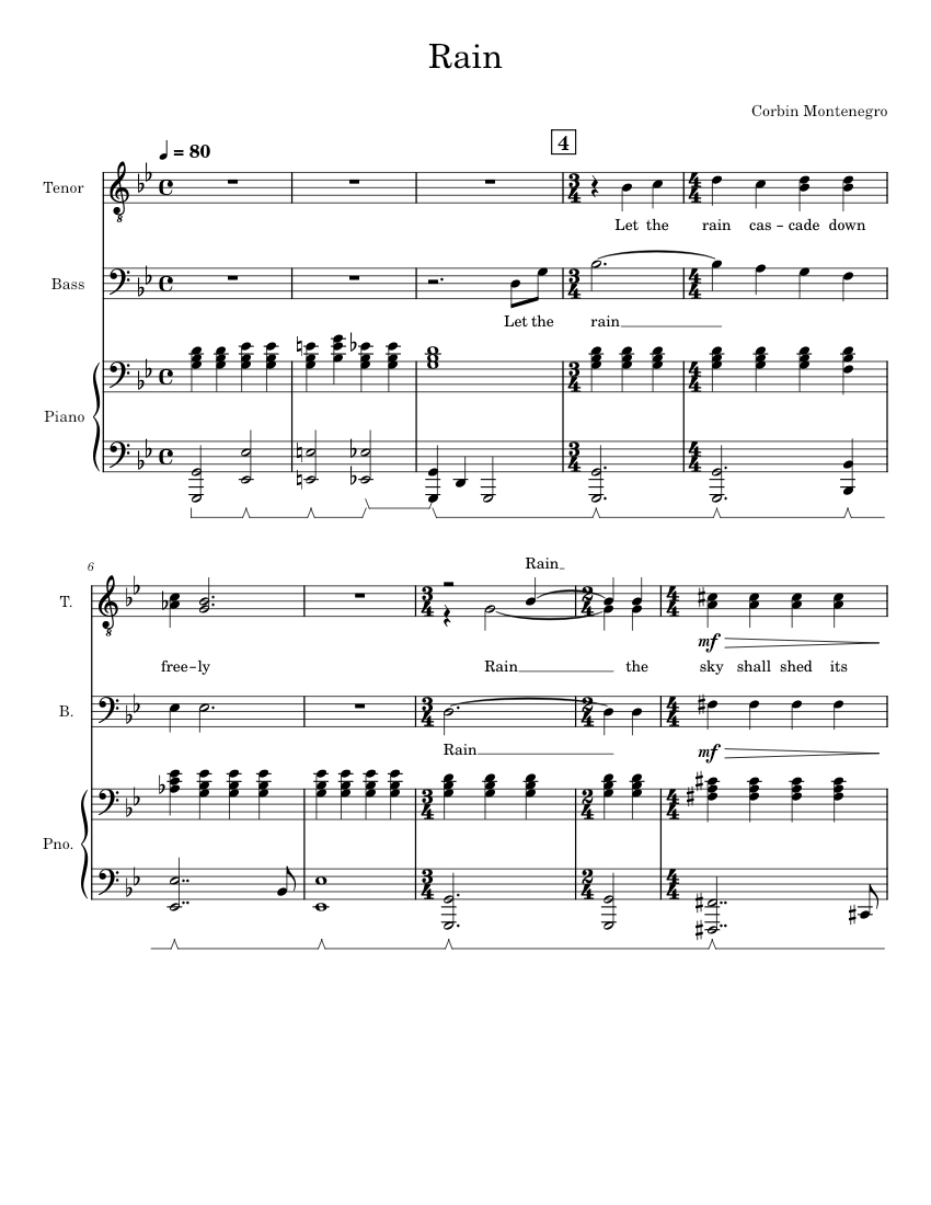Rain Sheet music for Piano, Tenor, Bass voice (Men’s Choir) | Musescore.com
