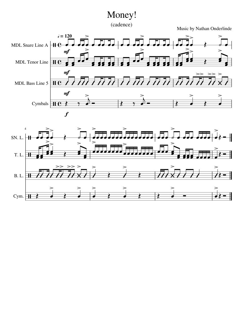 Money! Sheet Music for Crash (Solo) | MuseScore.com