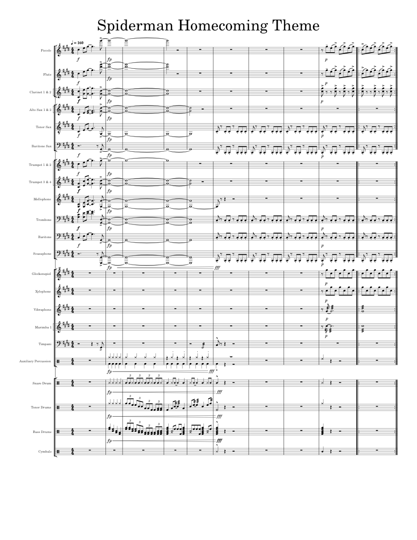 Spiderman_Homecoming_Theme Sheet music for Trombone, Tuba, Flute ...