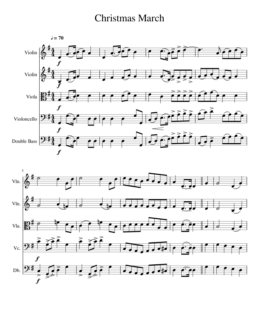 Christmas March Sheet music for Contrabass, Violin, Viola, Cello ...