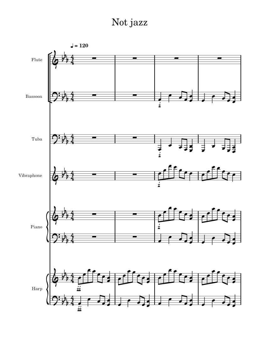 Not jazz Sheet music for Piano, Tuba, Flute, Bassoon & more instruments ...