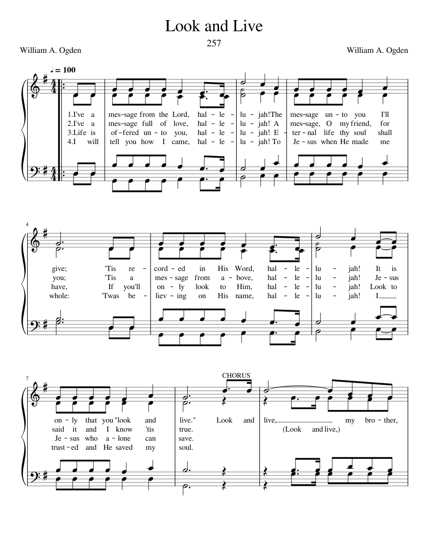 257 Look and Live Sheet Music for Piano (Solo) | MuseScore.com