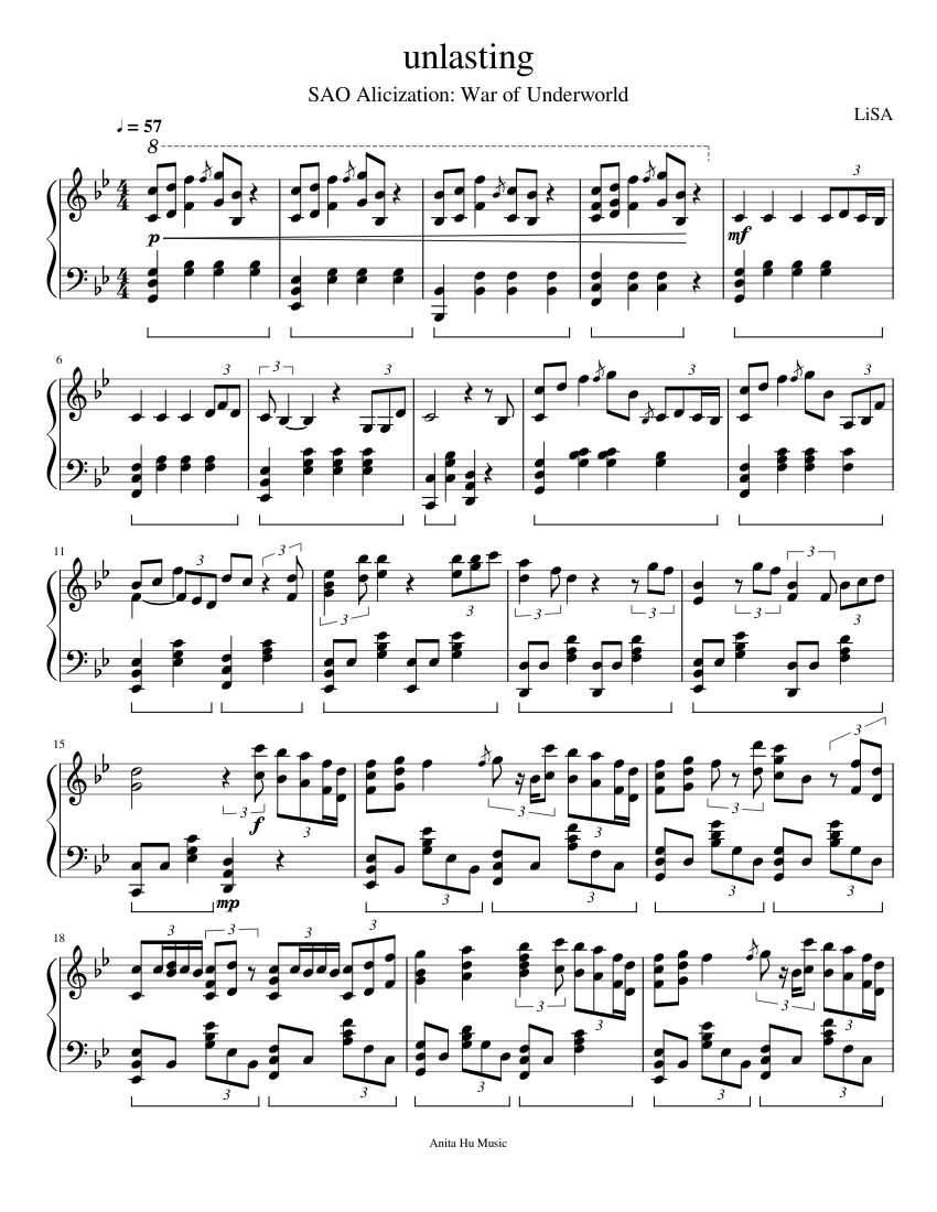 SAO Alicization: War of Underworld ED - unlasting [FULL] (piano solo ...