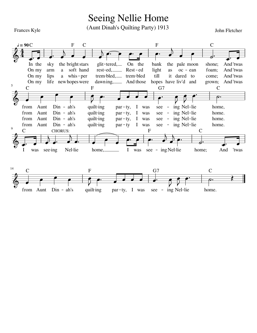 Seeing Nellie Home Sheet Music for Piano (Solo) | MuseScore.com