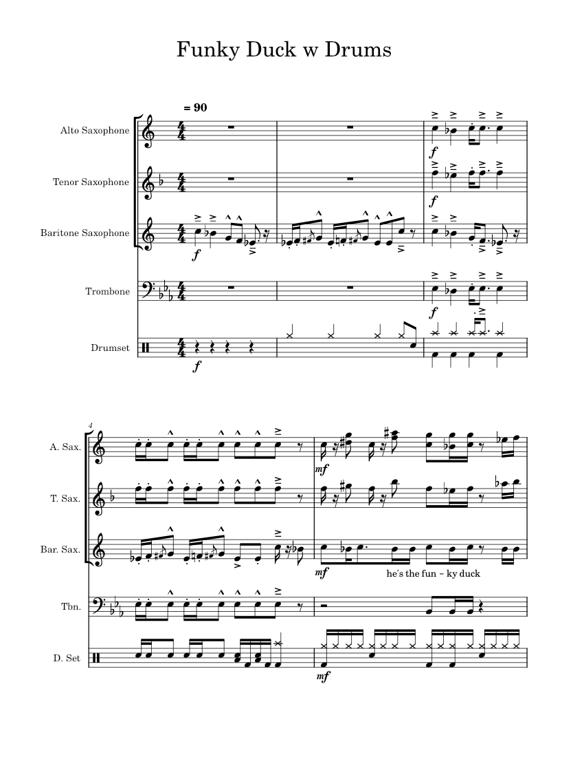 Funky duck – Vulfpeck Sheet music for Trombone, Saxophone alto ...