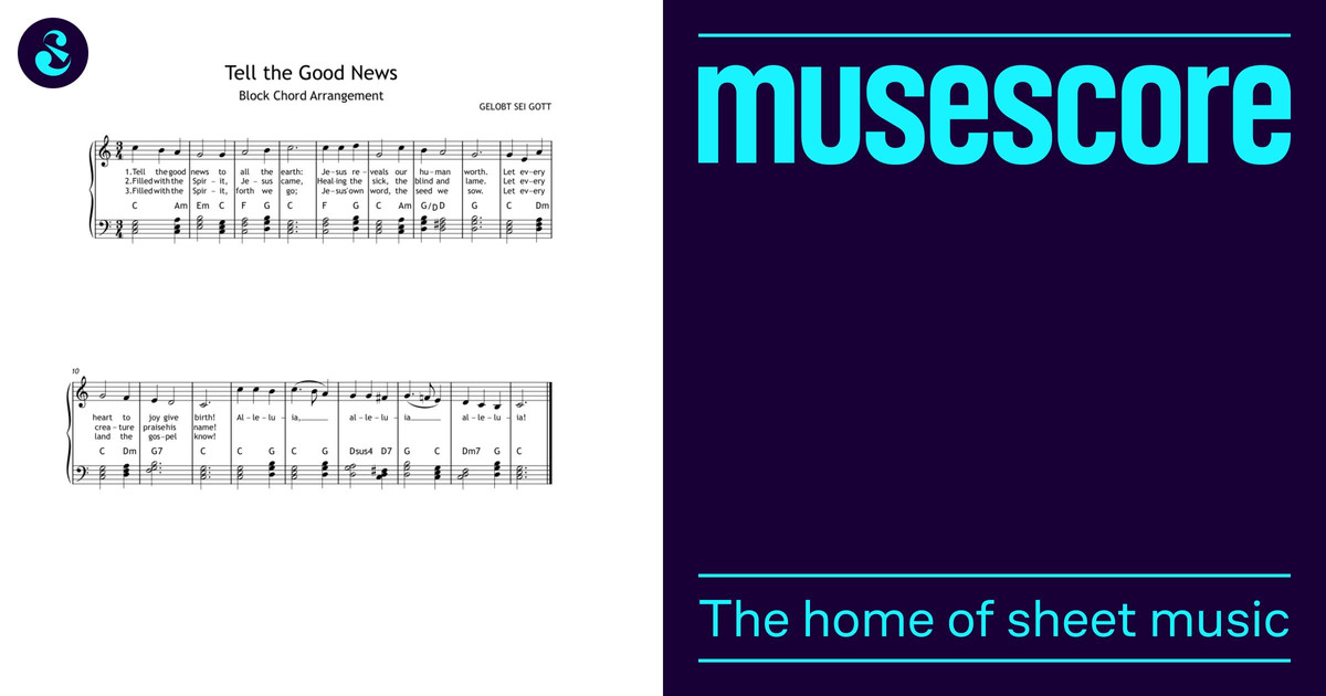 Tell the Good News – GELOBT SEI GOTT Sheet Music with Chords for Piano ...