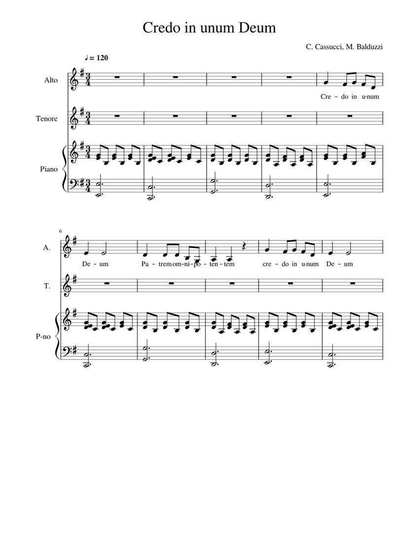 Credo in unum Deum Sheet Music for Piano, Alto, Tenor (Mixed Trio ...