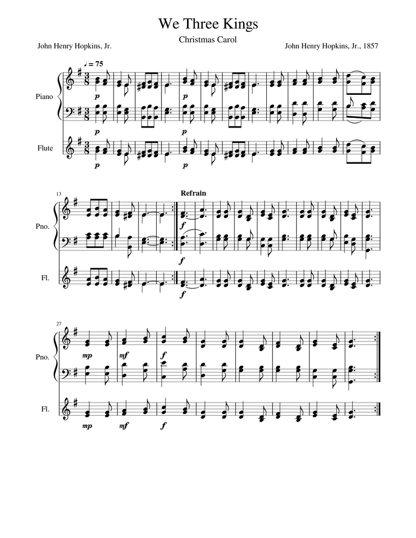 We_Three_Kings Sheet music for Piano, Flute (Solo) | Musescore.com