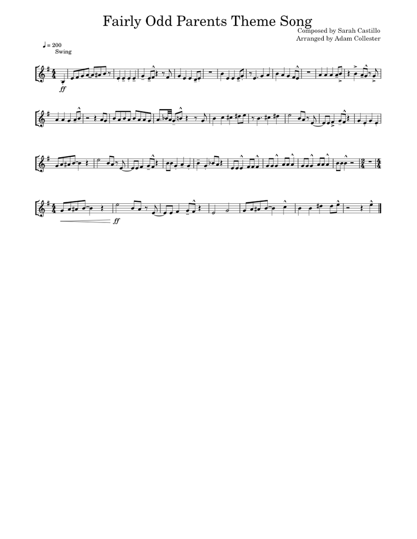 Fairly Odd Parents Sheet music for Trumpet in b-flat (Solo) | Musescore.com