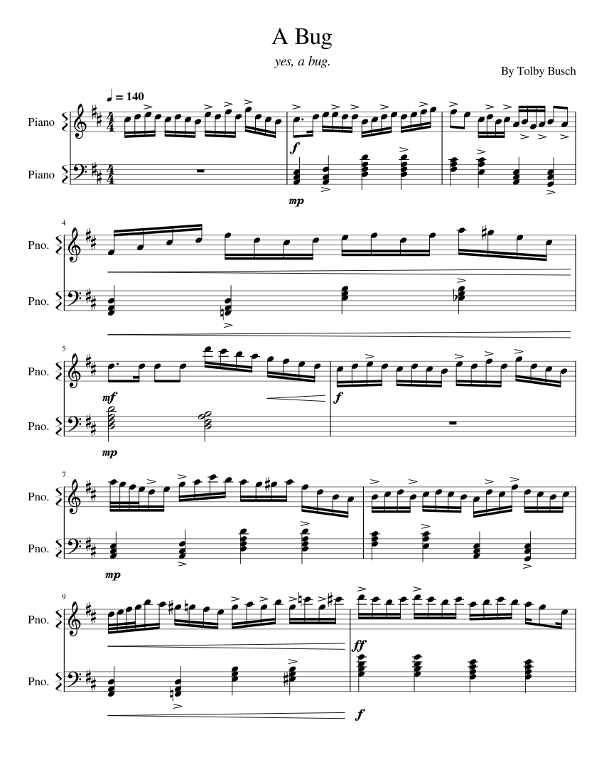 A Bug Sheet music for Piano (Piano Duo) | Musescore.com