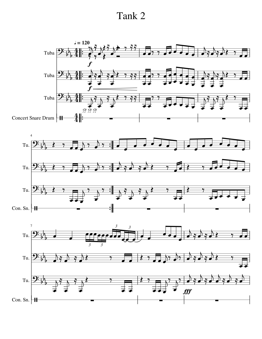 Tank_Fanfare_-_Tuba_trumpet Sheet music for Tuba, Snare drum (Mixed ...