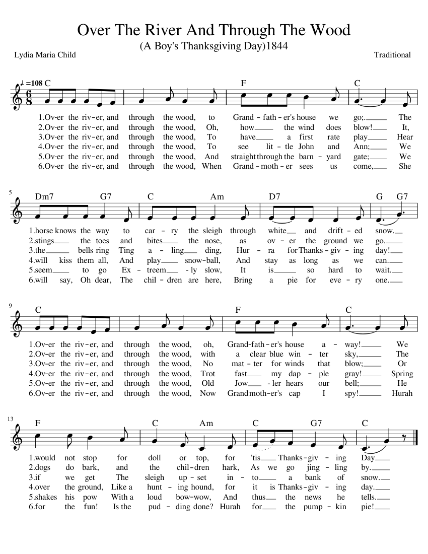 Over The River And Through The Wood Sheet music for Piano (Solo ...