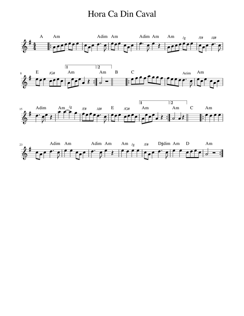 Hora Ca Din Caval Sheet music for Piano (Solo) | Musescore.com