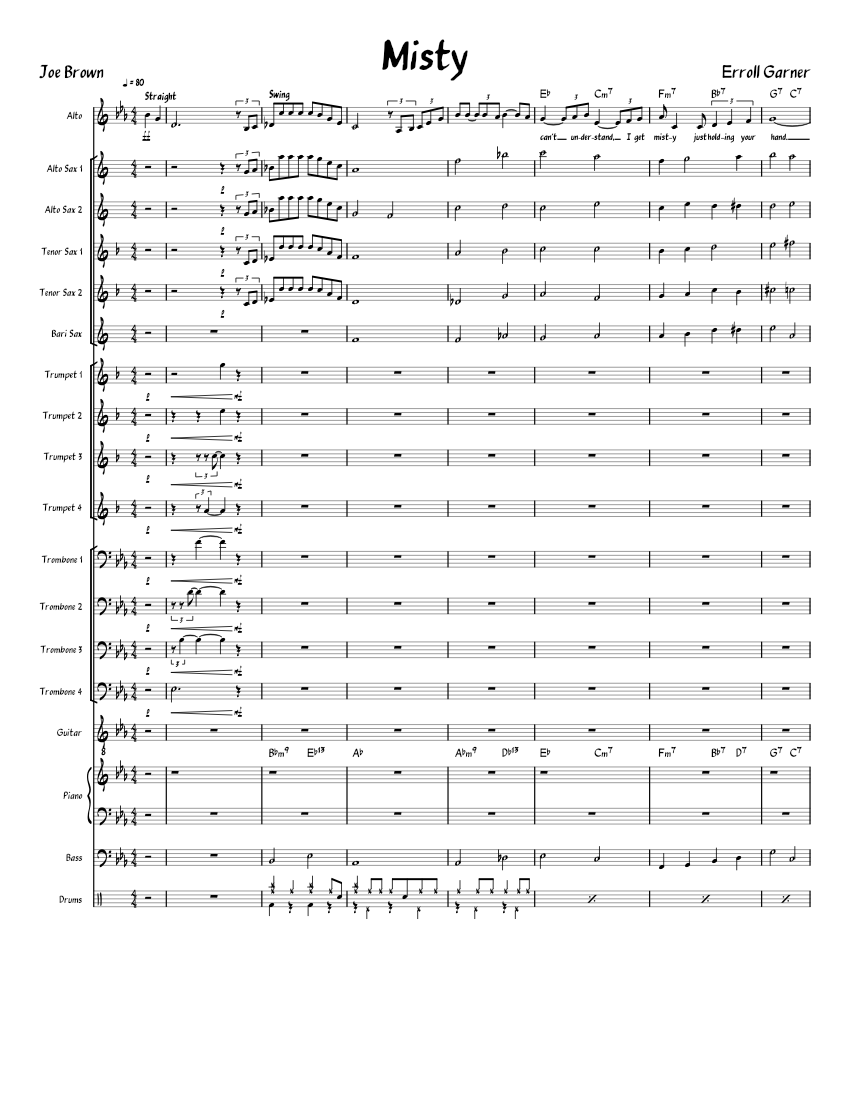 Misty Sheet Music for Piano, Trombone, Alto, Saxophone alto & more ...